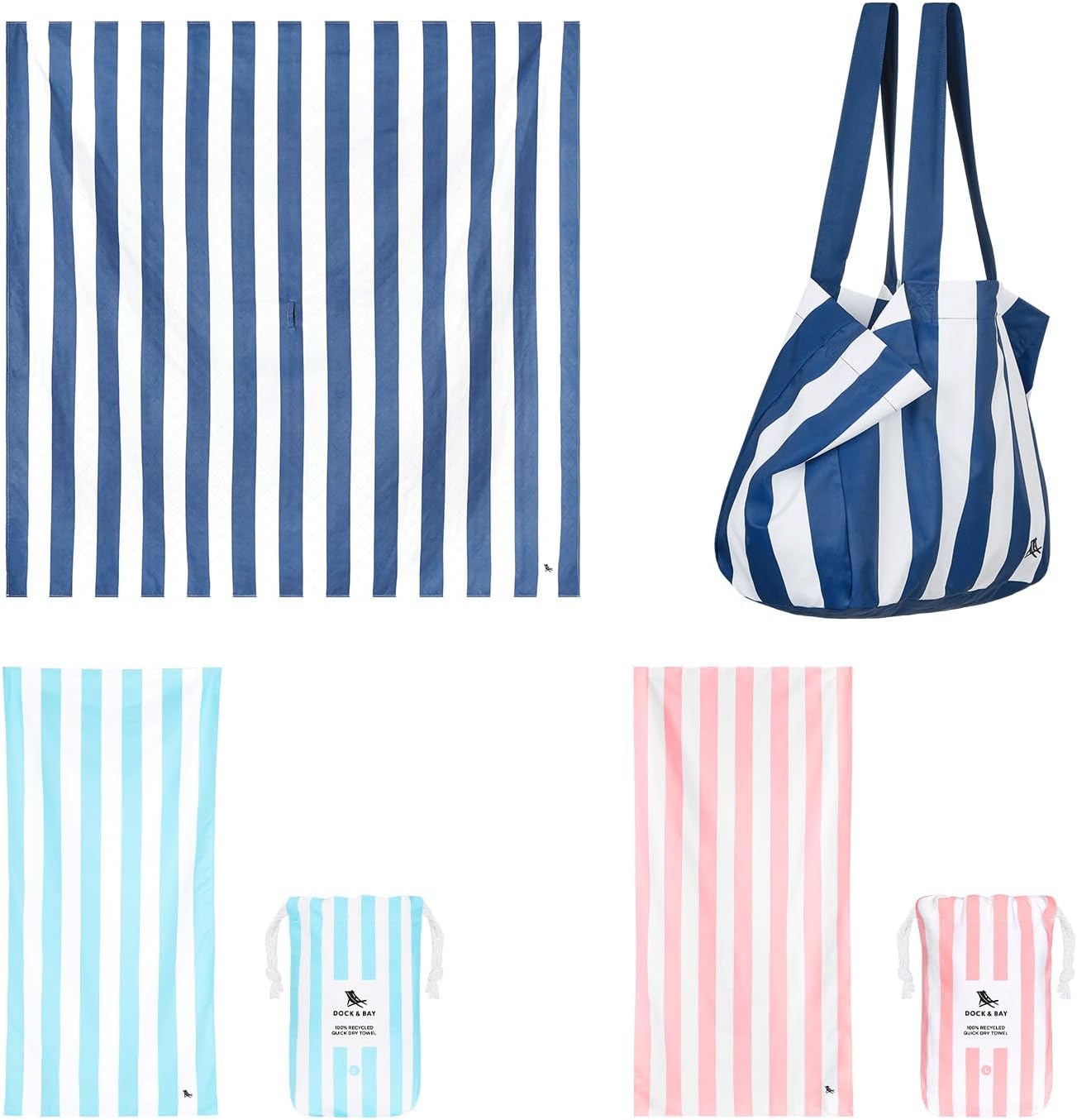 Amazon.com: Dock & Bay Ultimate Beach Kit Bundle - Two Quick Dry Towels ...