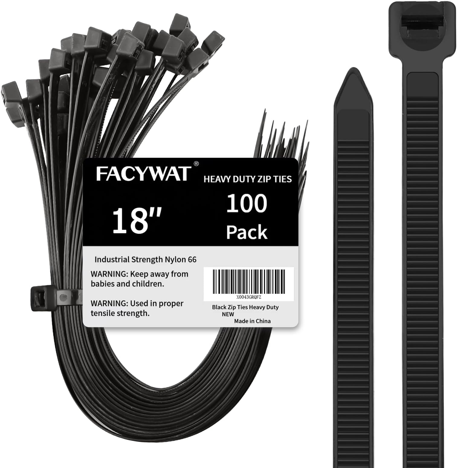 Amazon.com: Black Zip Ties Heavy Duty Outdoor (100 Pack), Self-Locking ...