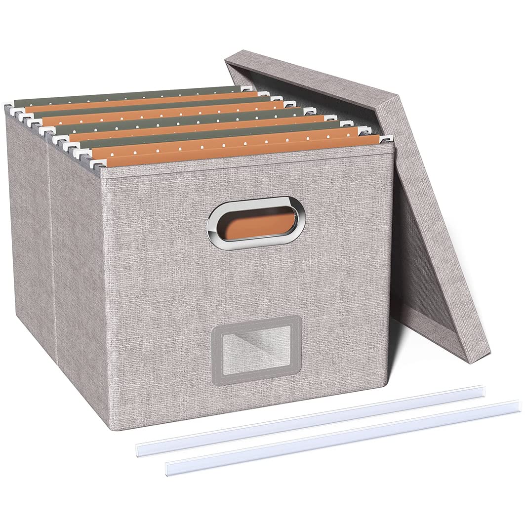 TORASO Linen File Box Organizer with Lid, Letter/Legal Size, File ...