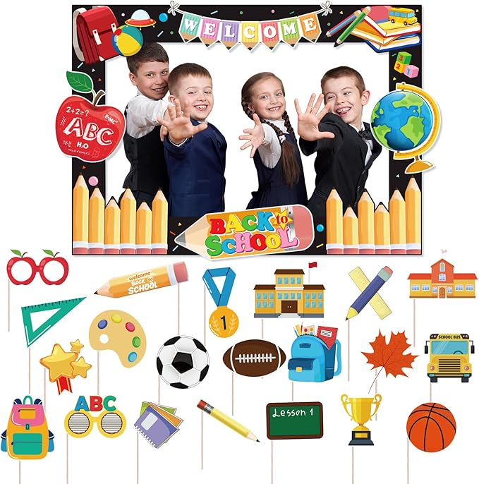 Amazon.com: Yousoontic 25 Pcs Back to School Party Photo Booth Props ...
