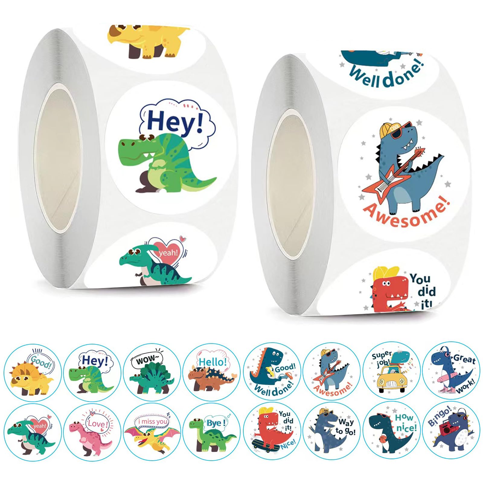 Amazon.com: 1000Pcs Dinosaur Stickers for Kids Boy Girl Teacher Round ...
