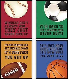 Amazon.com: Sports Inspirational Wall Art Posters - Decor Print Of Boys ...