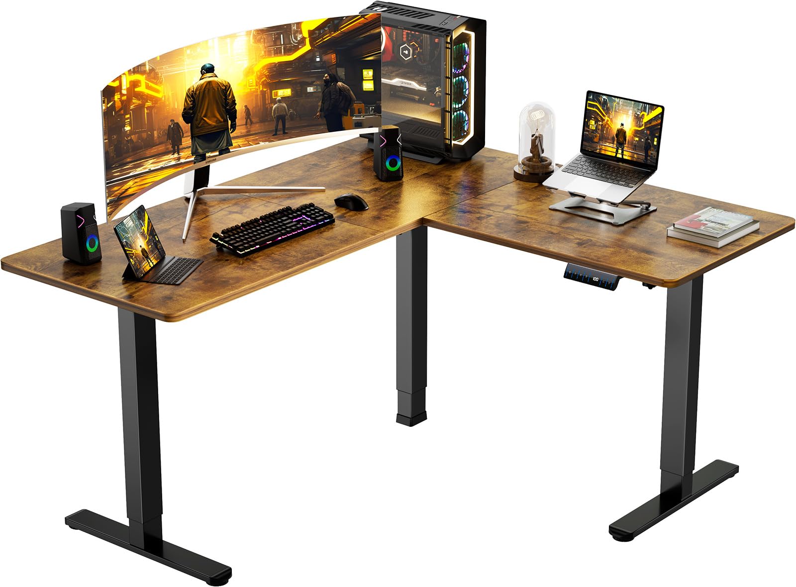 Snapklik.com : L-Shaped Electric Standing Desk, 63 Inches Double Motor ...