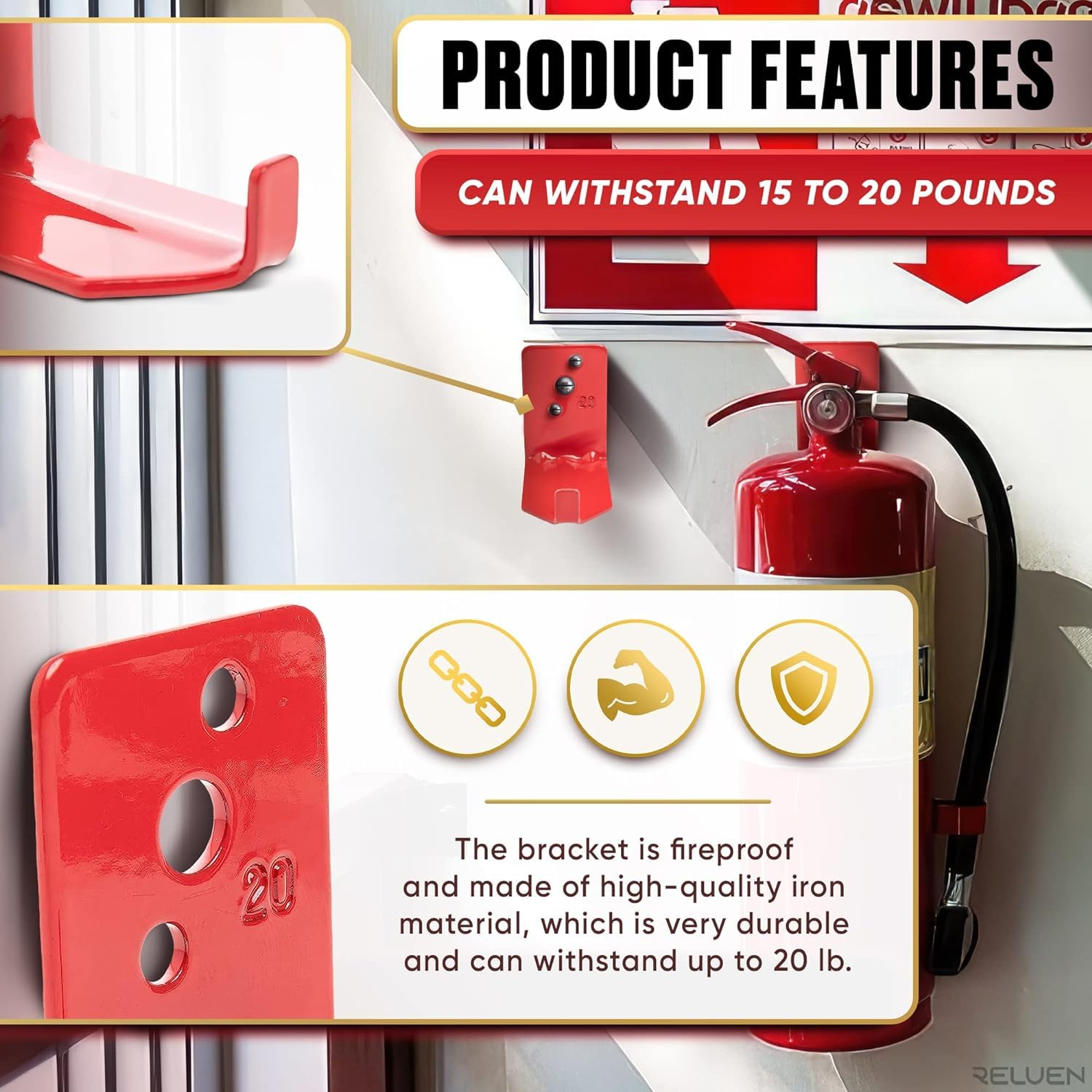 Snapklik.com : 4Pcs Fire Extinguisher Mount Wall Bracket - Home Fire ...