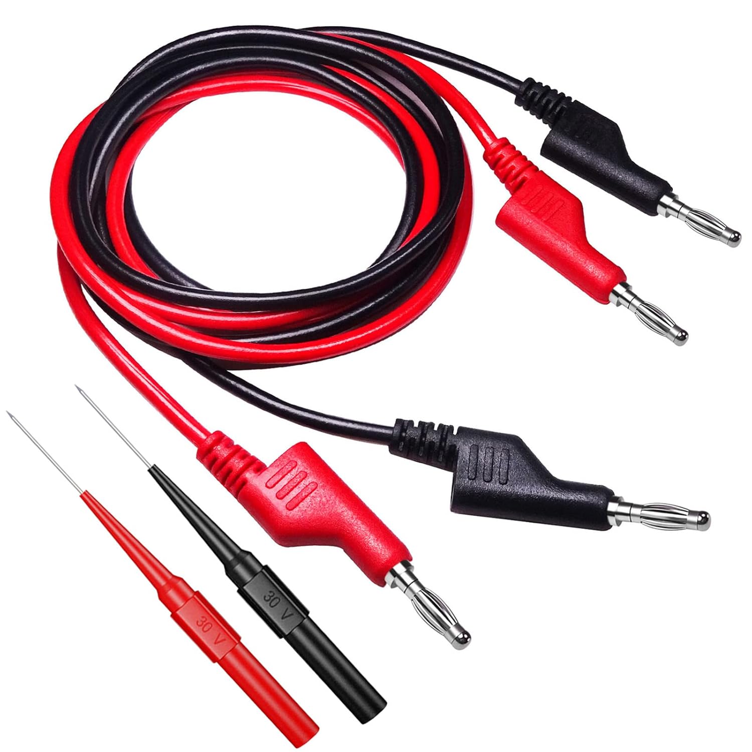 Cleqee 4PCS Multimeter Test Lead Probes Kit 2PCS Dual 4mm Banana Plug ...