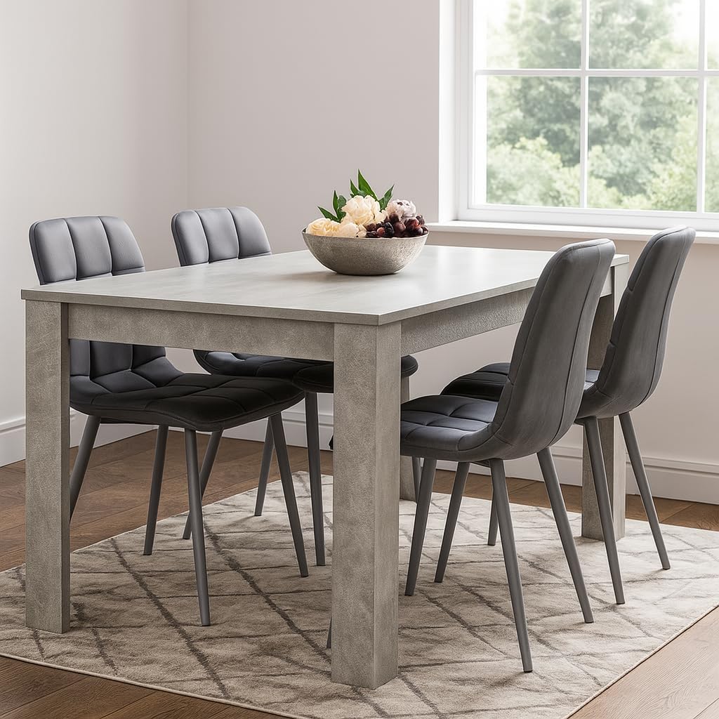 KOSY KOALA Dining Table Set Of 4 Kitchen Dining Table and 4 Grey Tufted ...