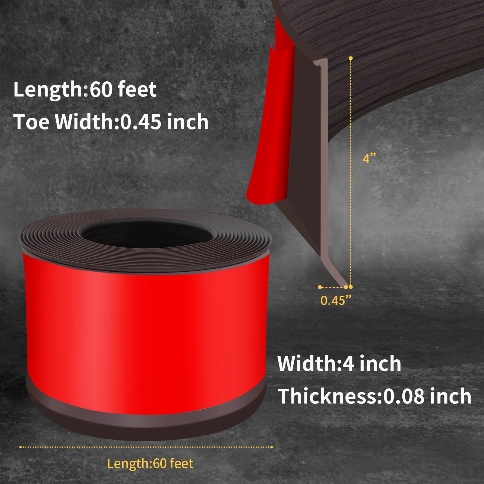 Snapklik.com : Heonay Flexible Baseboard Molding Trim 4 Inch Self ...