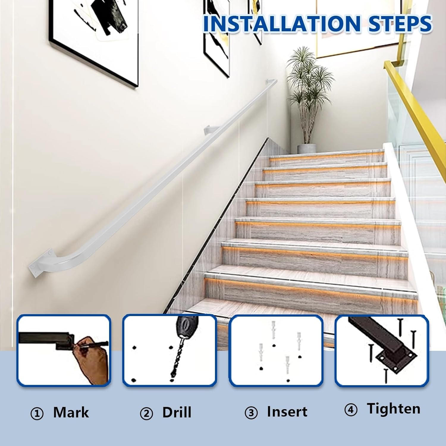 Barandilla blanca moderna para escaleras, kit completo, barandillas de ...