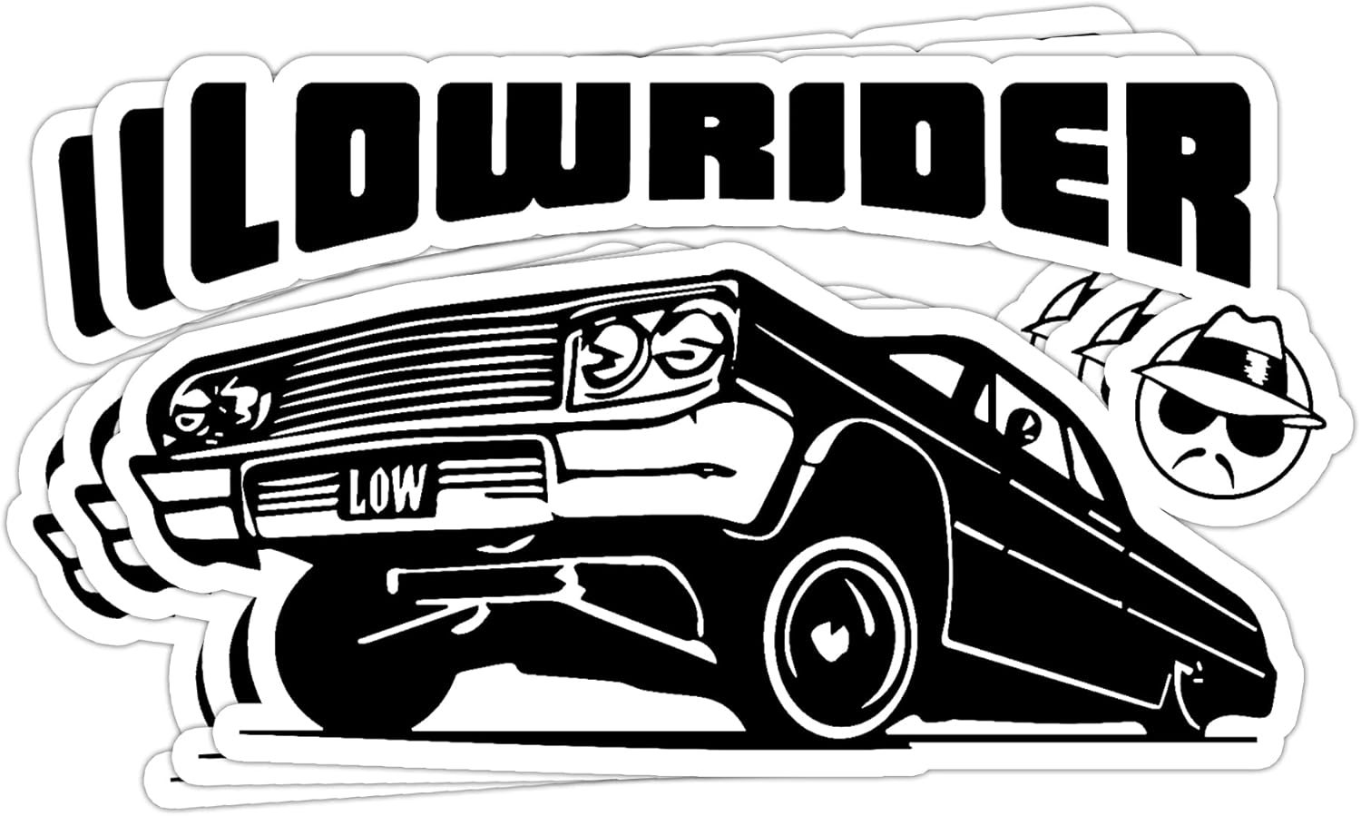 Amazon.com - 3 Pcs/Pack Lowrider Sticker - Lowrider Guy Face Funny ...