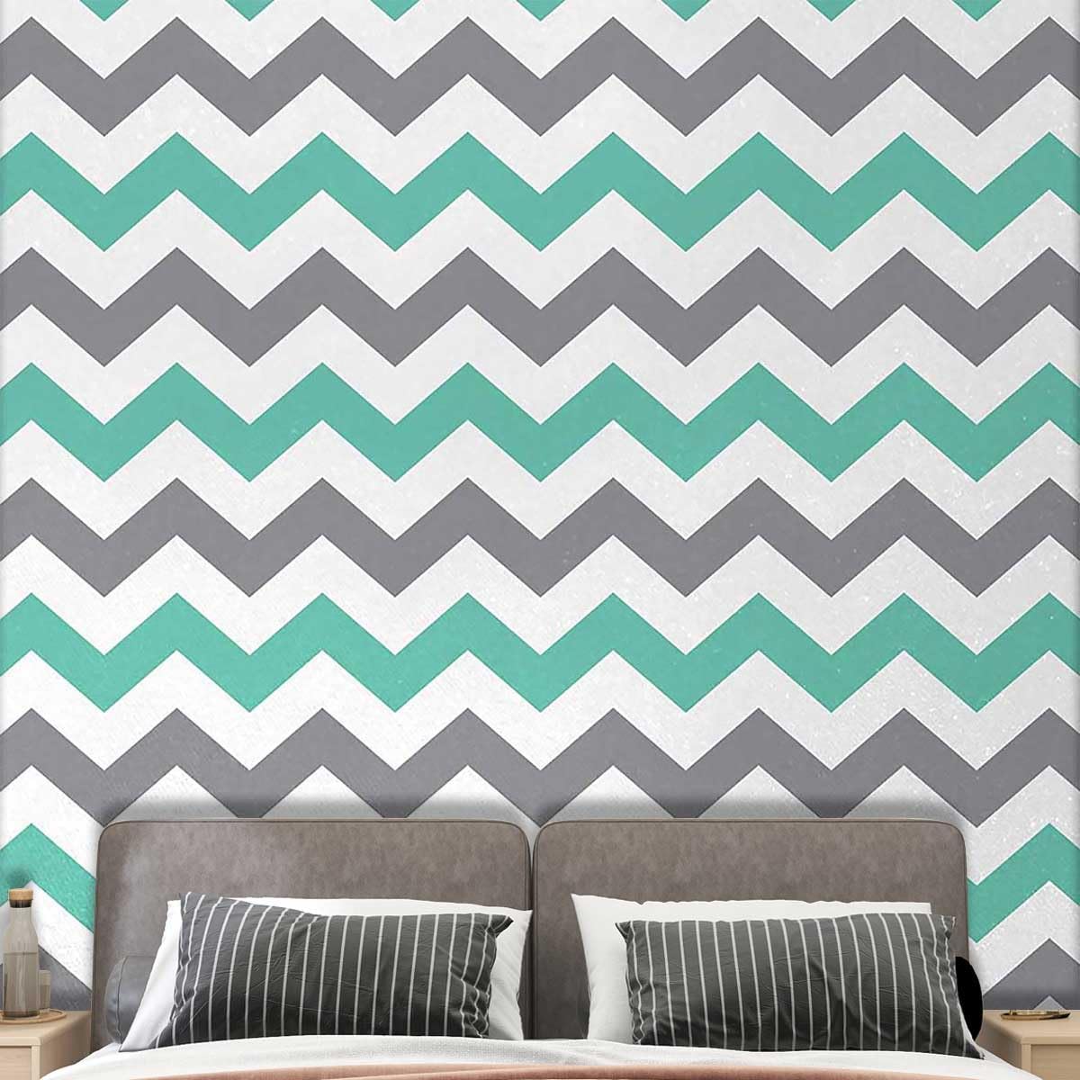 Teal And White Chevron Wallpaper