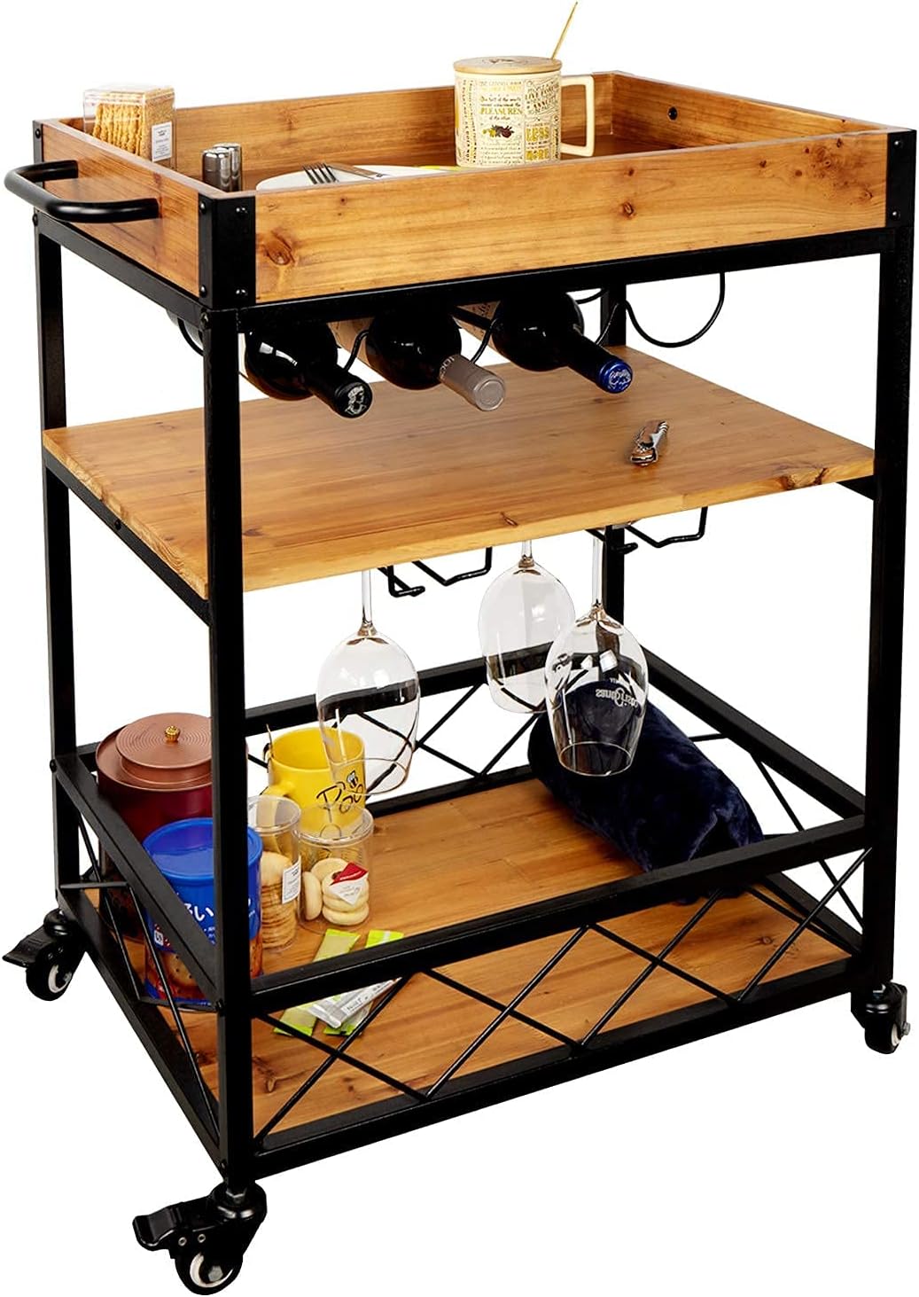 H&A 61 x 45,7 cm Barwagen für Zuhause, industrielle Hausbar ...
