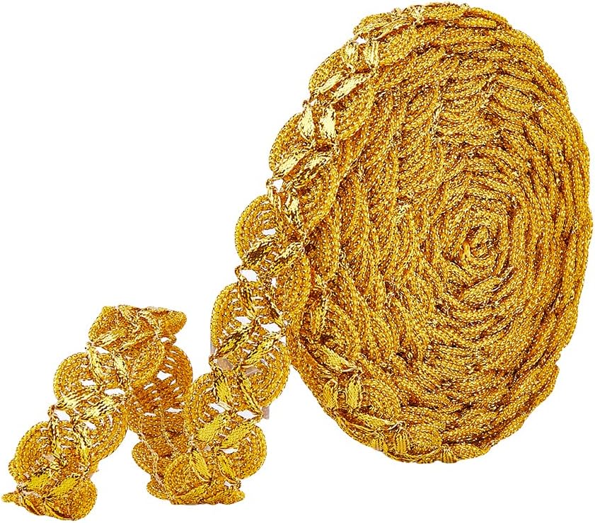 FINGERINSPIRE 12m 15mm Gold Edge Woven Braid Trim Handmade Polyester ...