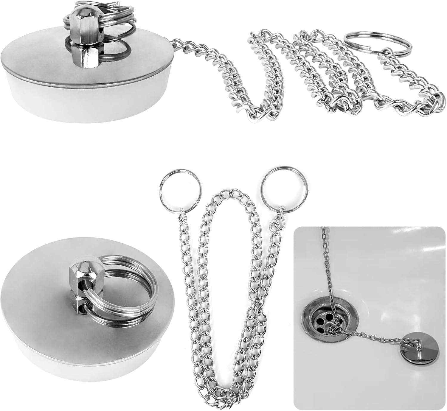 2Pcs Universal Sink Plug,Bathroom Sink Plug Replacement,Bath Plug ...