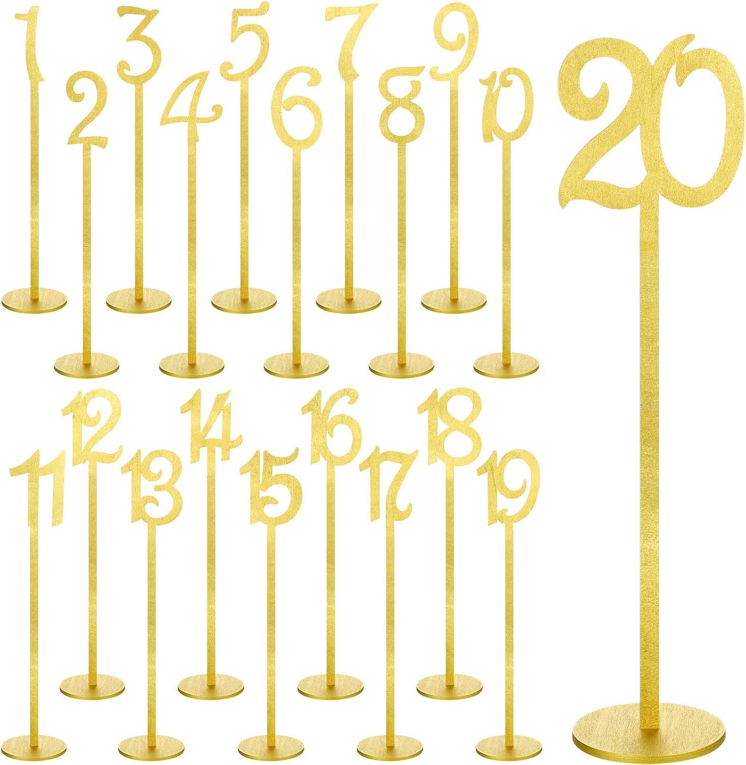 20 Pcs Table Numbers Wedding Table Numbers Wood for Reception Stands ...