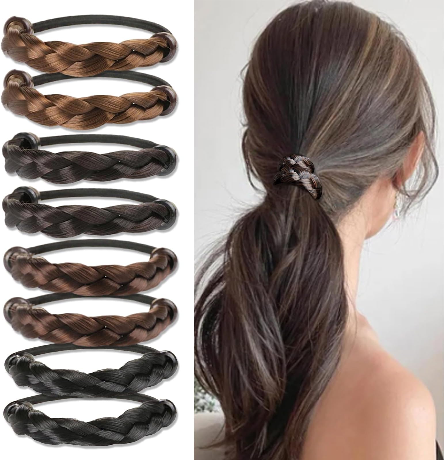 Amazon.com : 8 PCS Hair Ties Wig Braided Hair Elastic Rope Ponytail ...