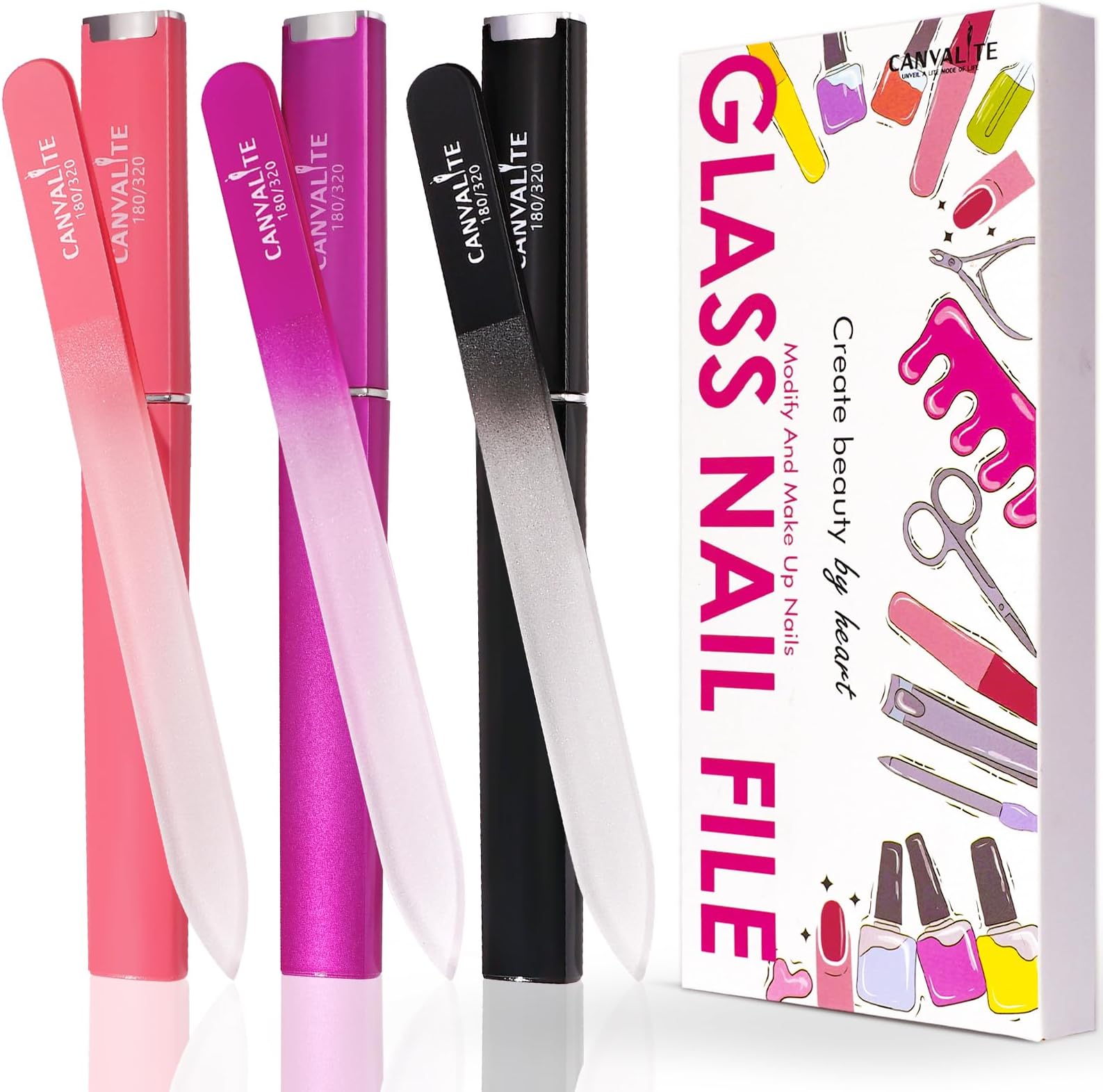 Amazon.com : GLADZY Czech Glass Nail File with Case - Etched Crystal ...