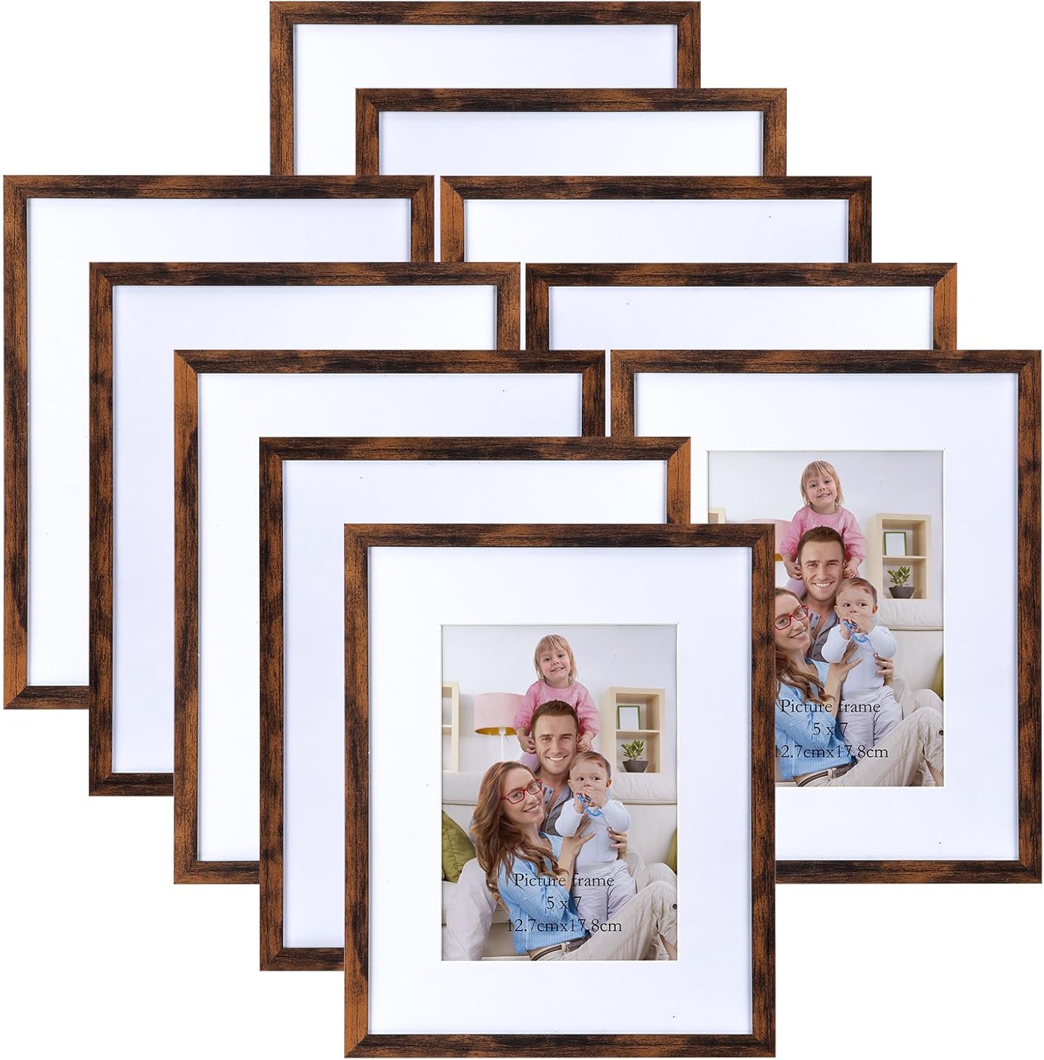 Amazon.com: Giftgarden 8x10 Picture Frame Brown Set of 10, Matted to ...