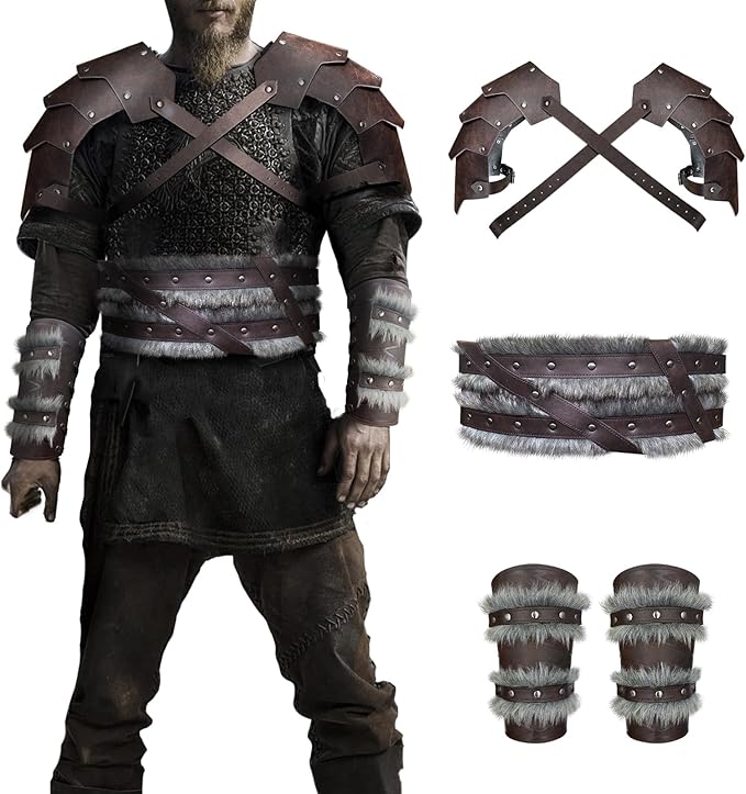 Amazon.com: HiiFeuer Medieval Faux Leather Double Pauldron with ...