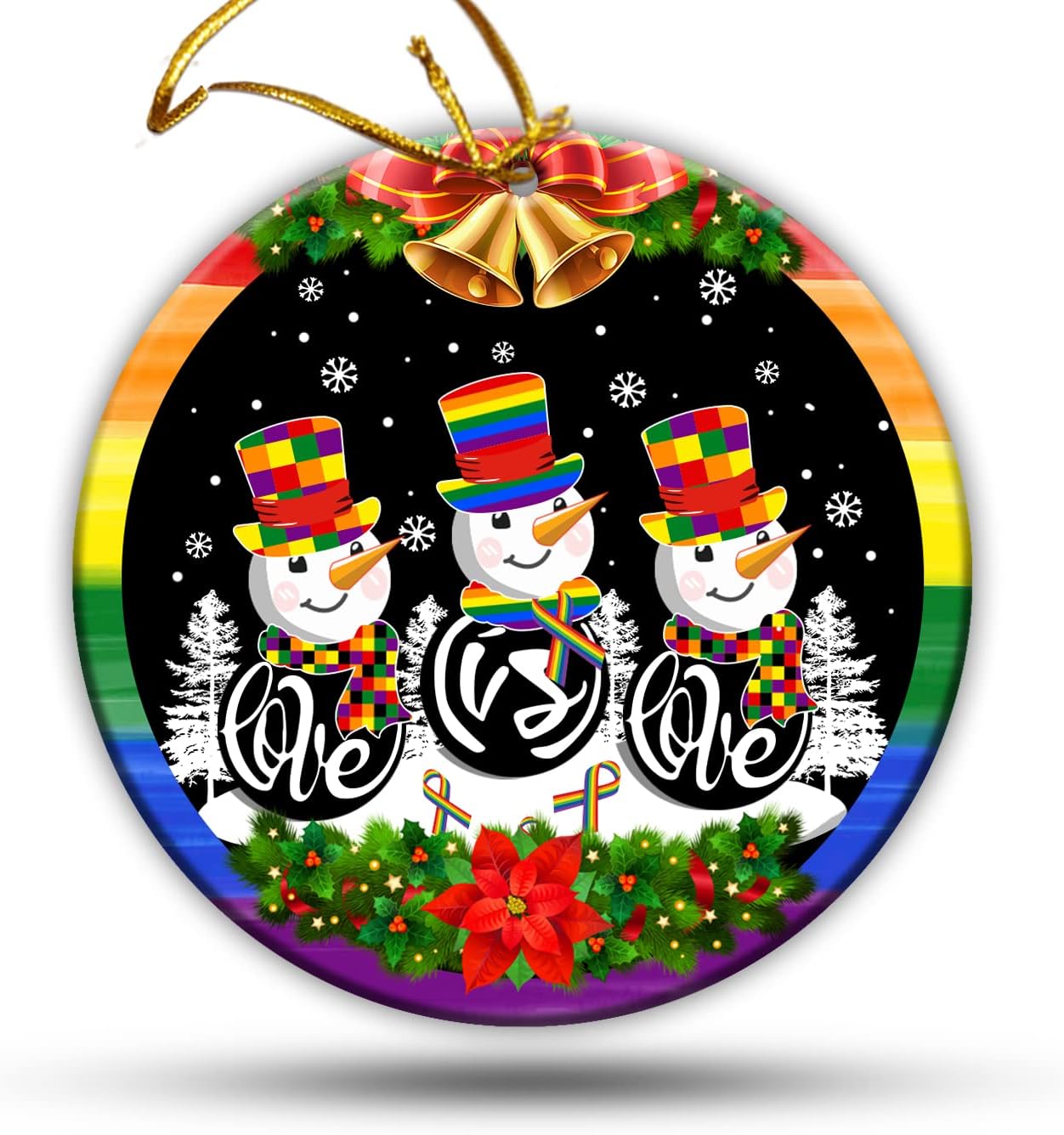 Amazon.com: Jump Up 2021 Snowman Love is Christmas Ornament, Lesbian ...