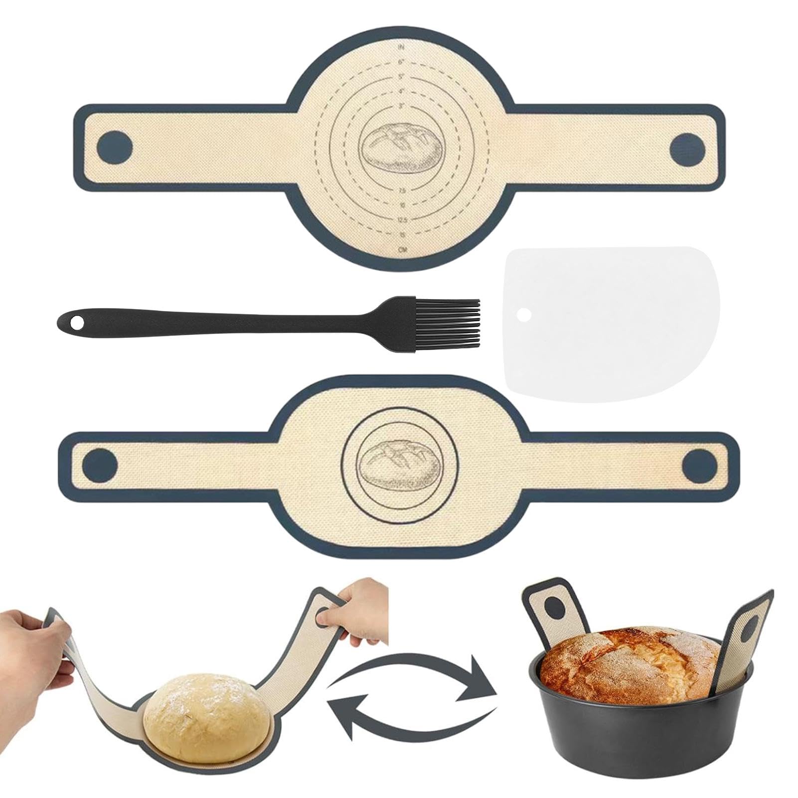 2PCS Silicone Bread Sling for Dutch Oven, Reusable Bread Baking Mat ...
