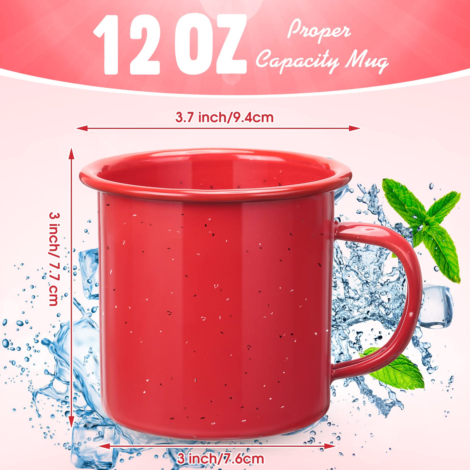 10 Pack Enamel Coffee Mugs Bulk 12 oz Enamel Steel Mug with Handle and ...