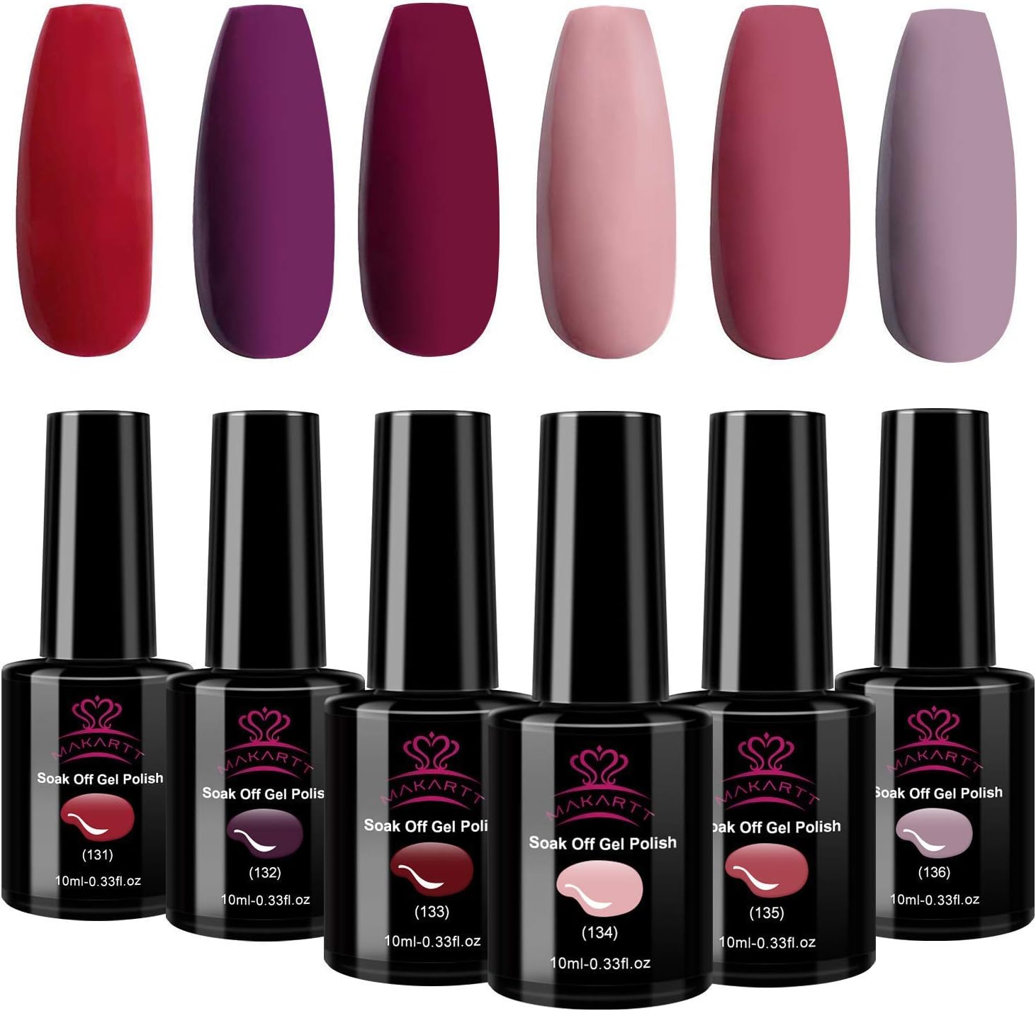 Makartt Gel Vernis À Ongles Rouge Set 6 Couleurs Bourgogne Rouge ...