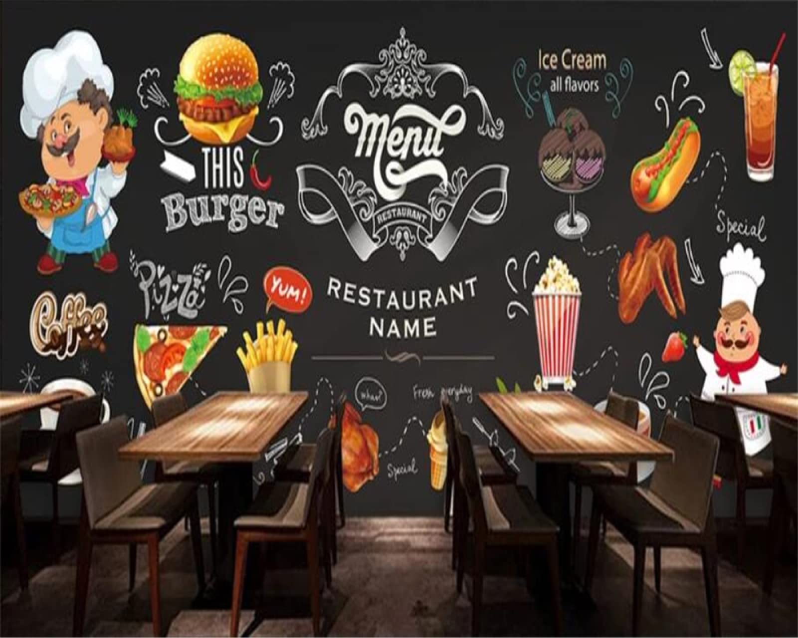 Background Fast Food Grote Vector Fast Food & Snack Set Geïsoleerd Op