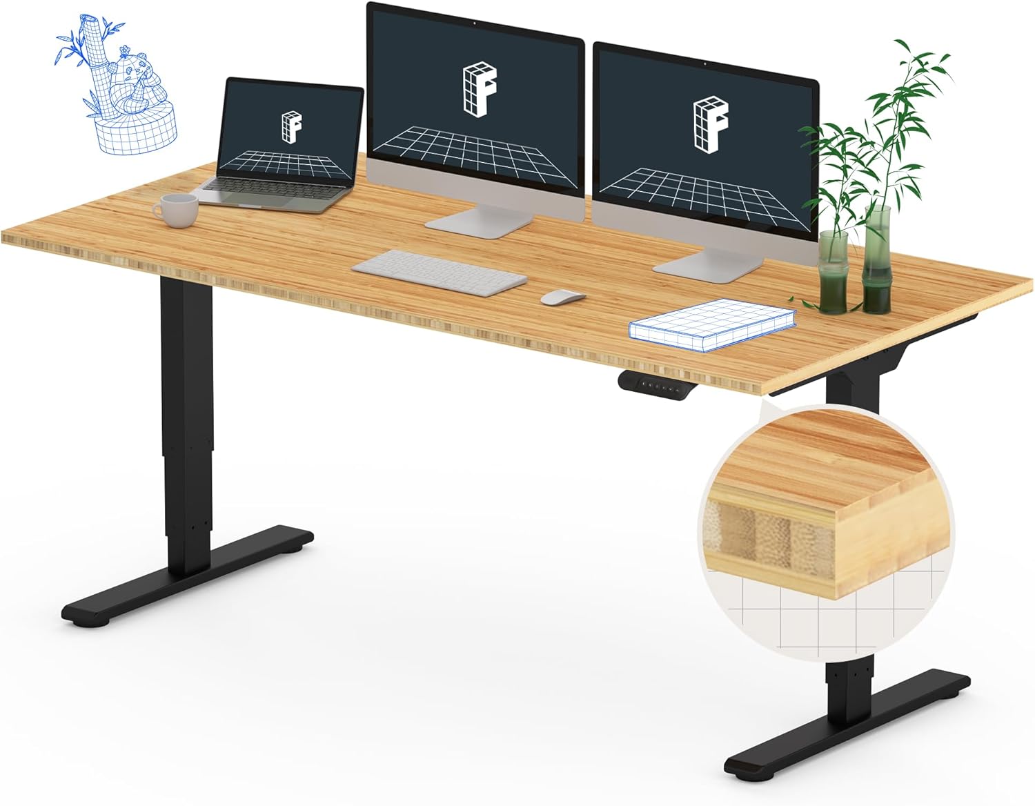 Amazon.com: FLEXISPOT Pro Bamboo 3 Stages Dual Motor 60x30 Inch ...