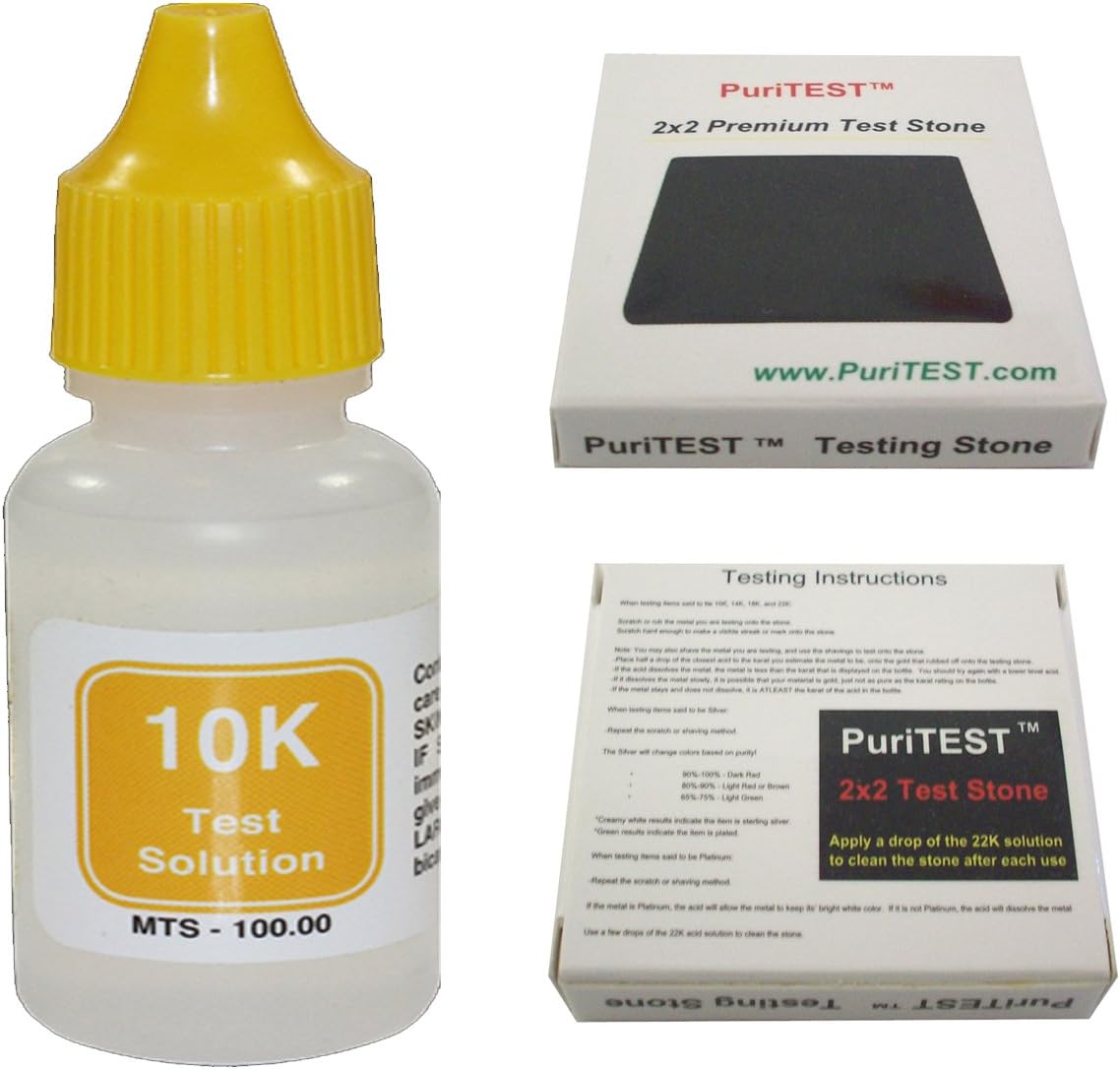 Amazon.com: 10K Gold Test Solution Tester Acid Bottle + 2x2 Testing ...