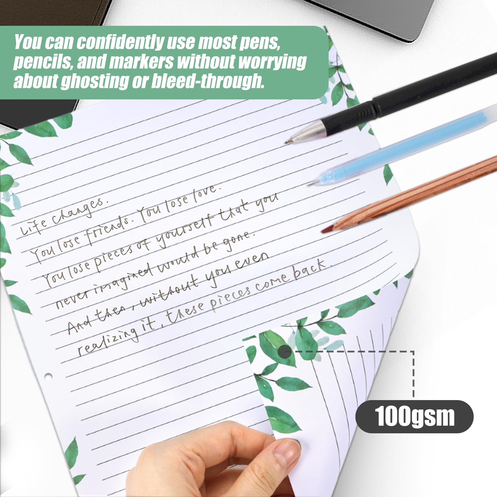 Snapklik.com : 100 Sheets Refill Lined Paper, 3-Hole Punched Paper 8.5 ...