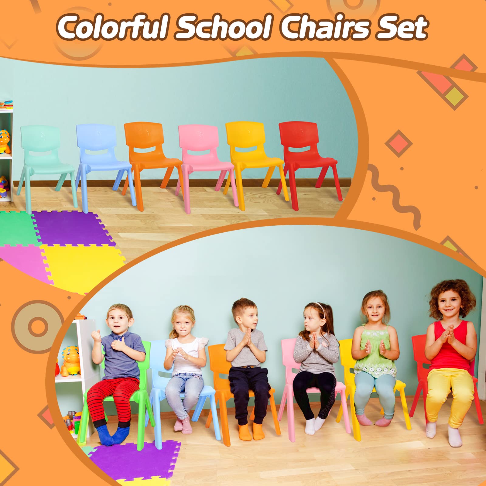 Snapklik.com : 12 Pcs Plastic School Stack Chair, 10 Inch School Chairs ...