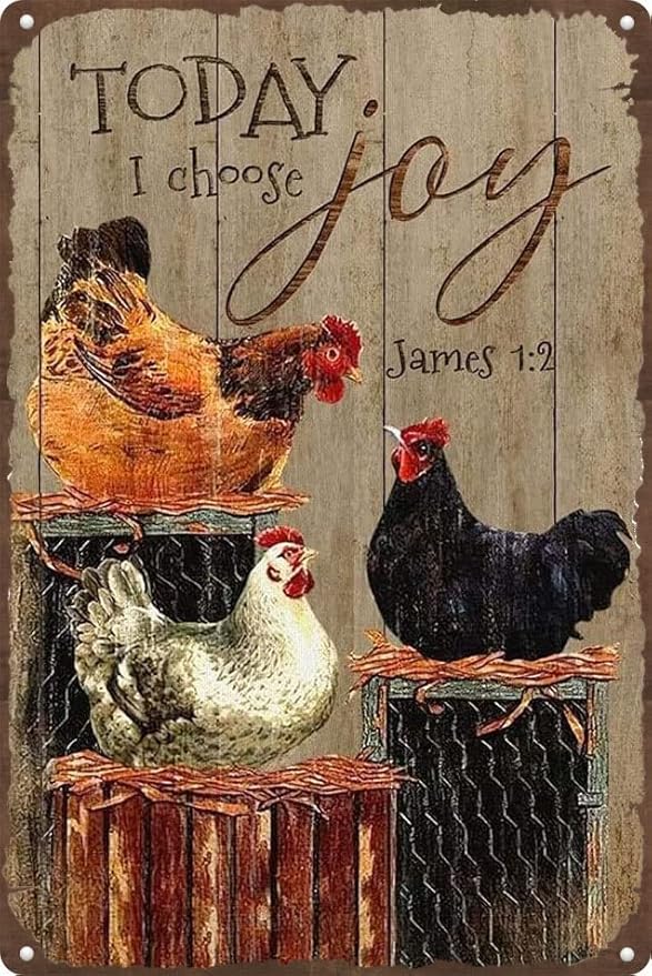 Amazon.com: Chicken Decor Retro Today I Choose Joy Metal Tin Sign Funny ...