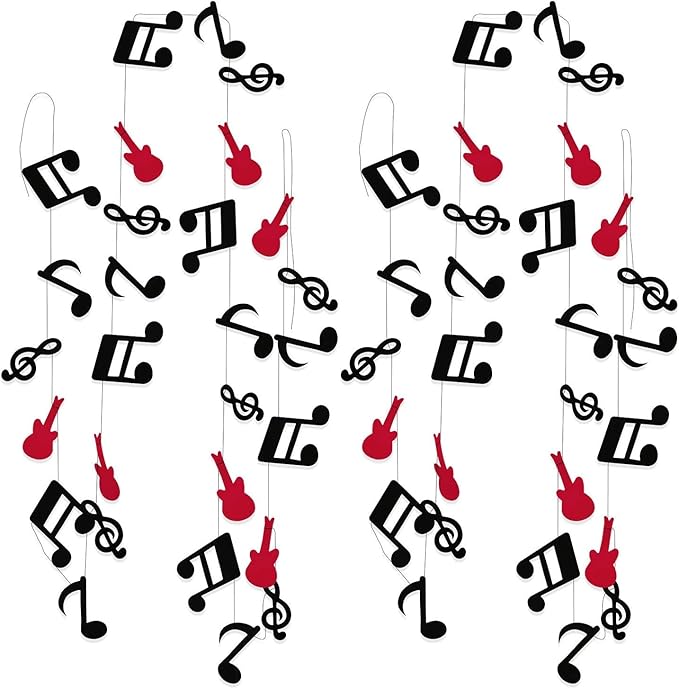 Amazon.com: 2pcs Music Note Garland G Clef Garland, Red Black Music ...