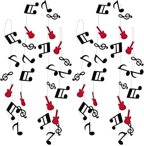 Amazon.com: 2pcs Music Note Garland G Clef Garland, Red Black Music ...