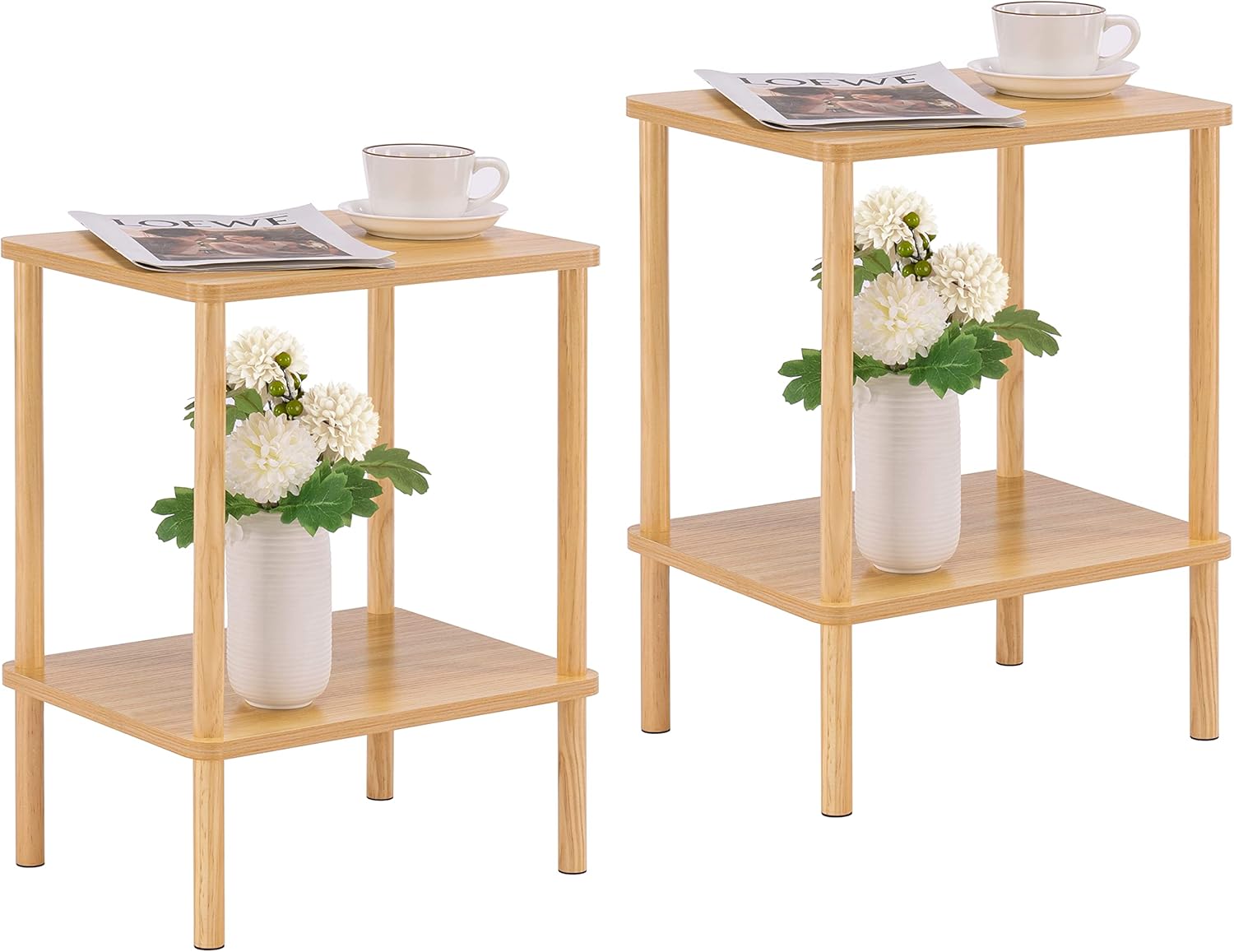 Amazon.com: Apicizon 2 Tier End Table Set of 2, Small Side Table with ...