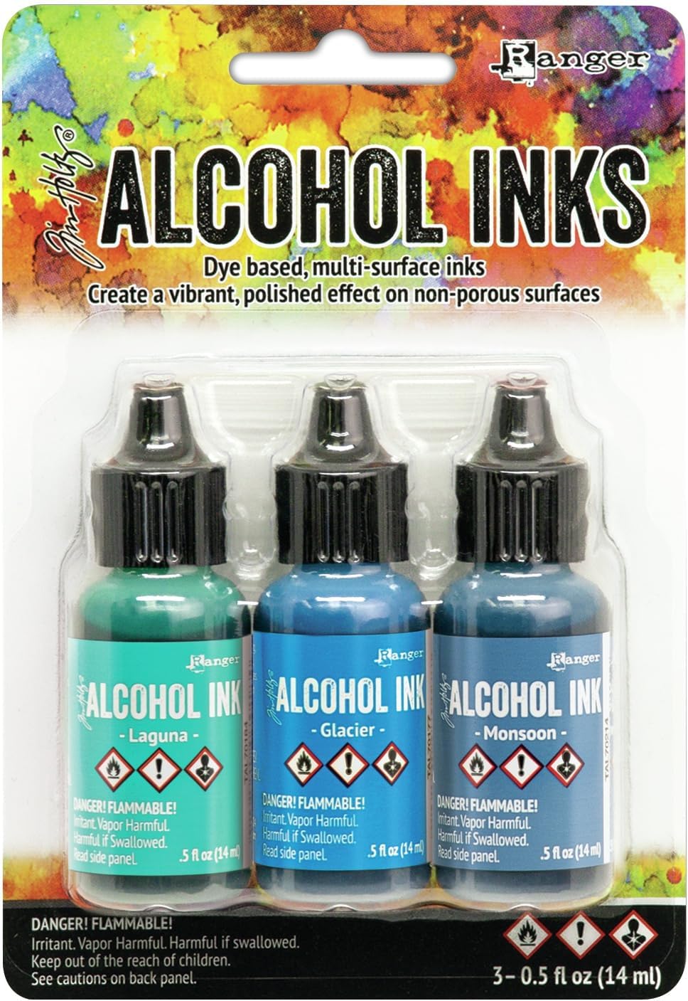 Amazon.com: Ranger Tim Holtz - Alcohol Ink 3PKG, Teal/Blue Spectrum