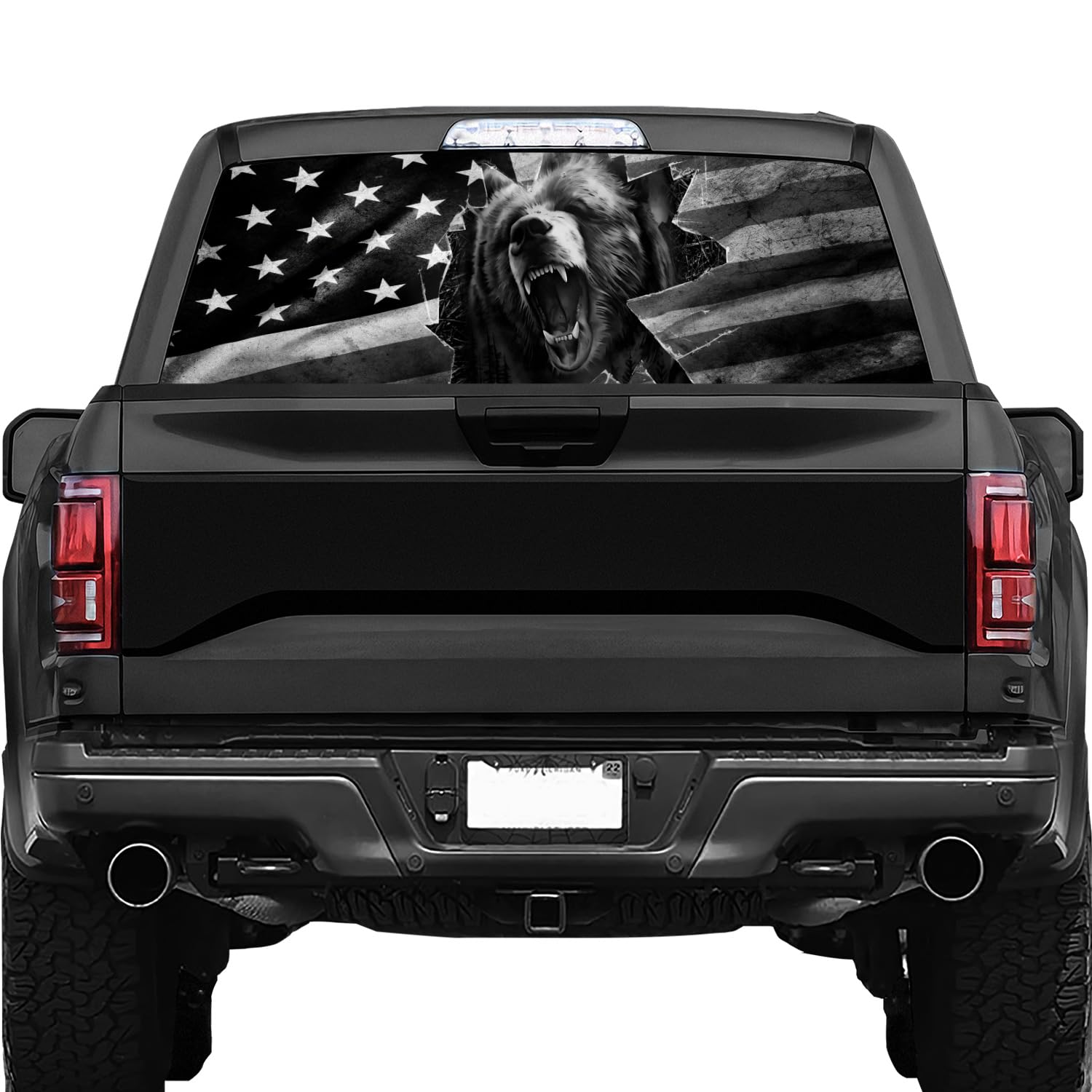 Amazon.com - Rzuiytye American Flag Rear Window Decal for Truck,Bear ...