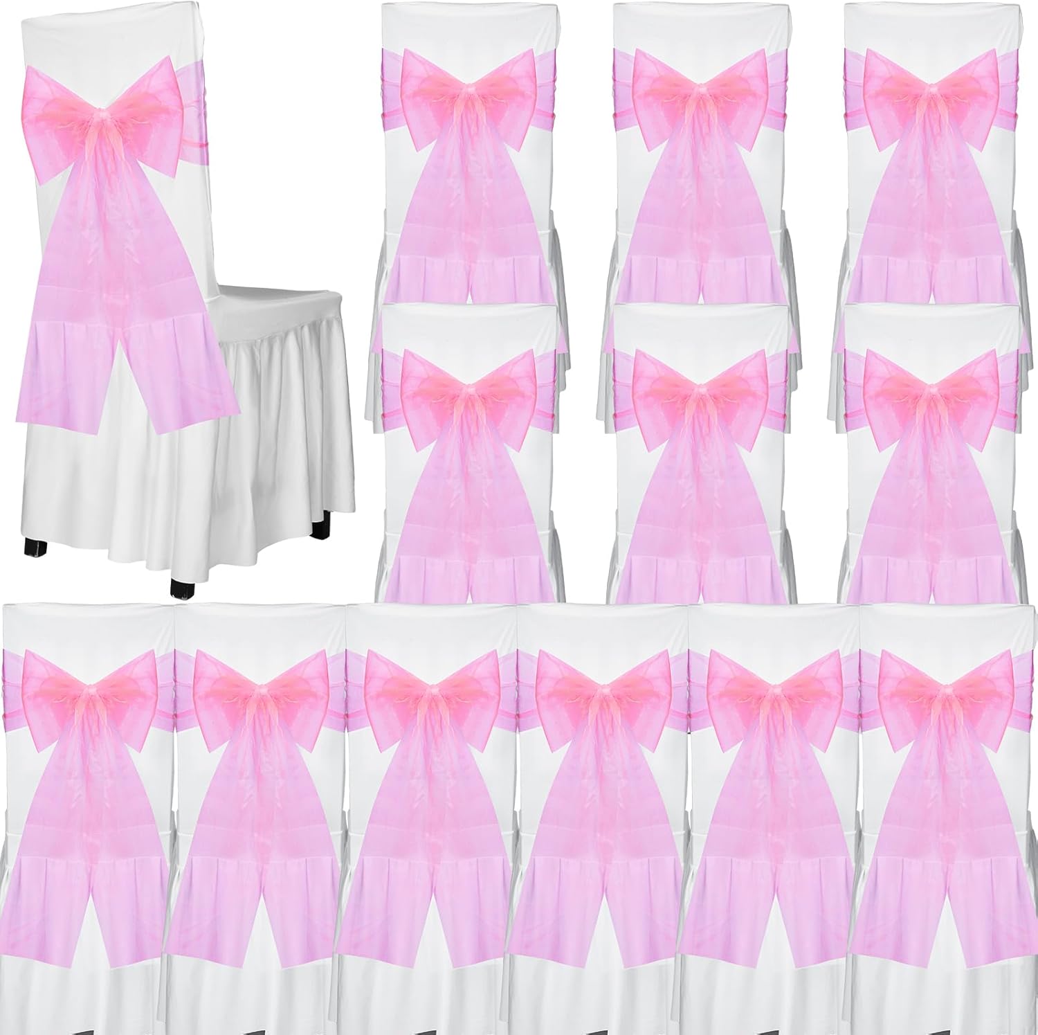 Amazon.com: Preboun 100 Pcs Organza Chair Bows Sashes for Wedding Tie ...