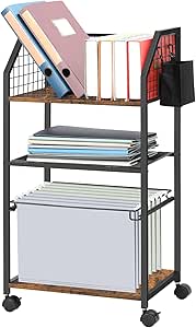 Amazon.com: LIANTRAL 3-Tier Rolling File Cart with Wheels, Hanging ...