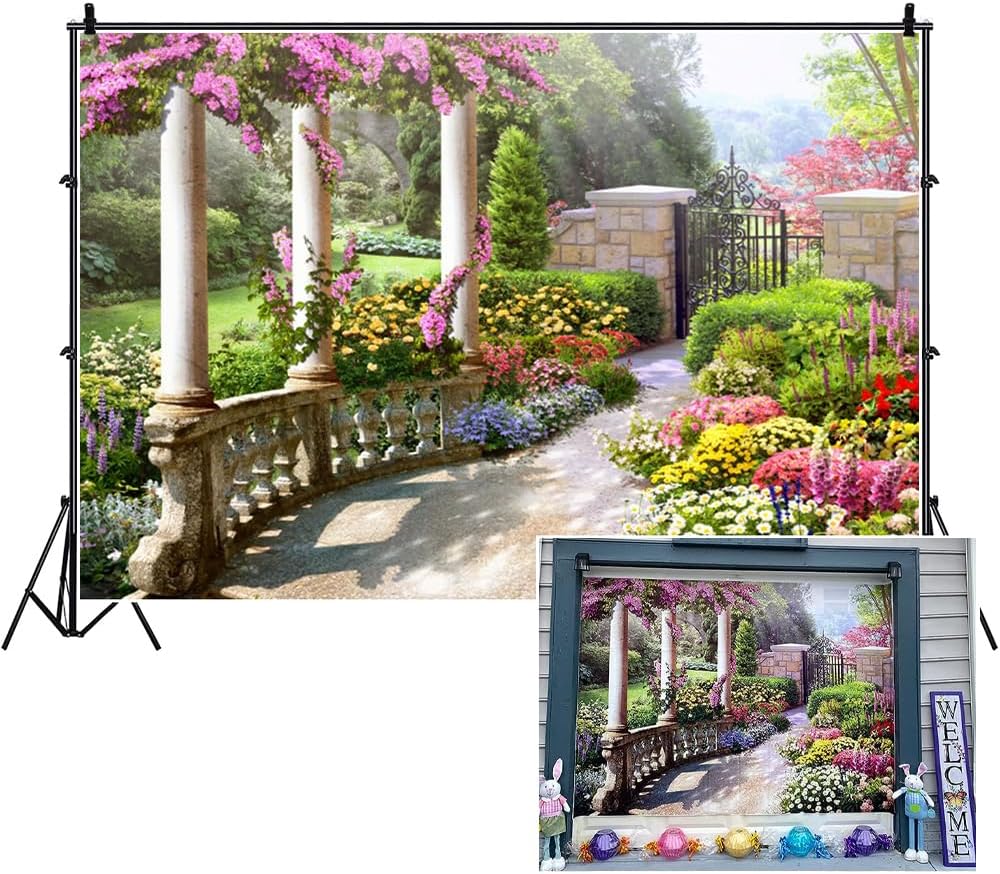 Amazon.com : AIIKES 7X5FT Spring Backdrop White Flowers Forest Tree ...