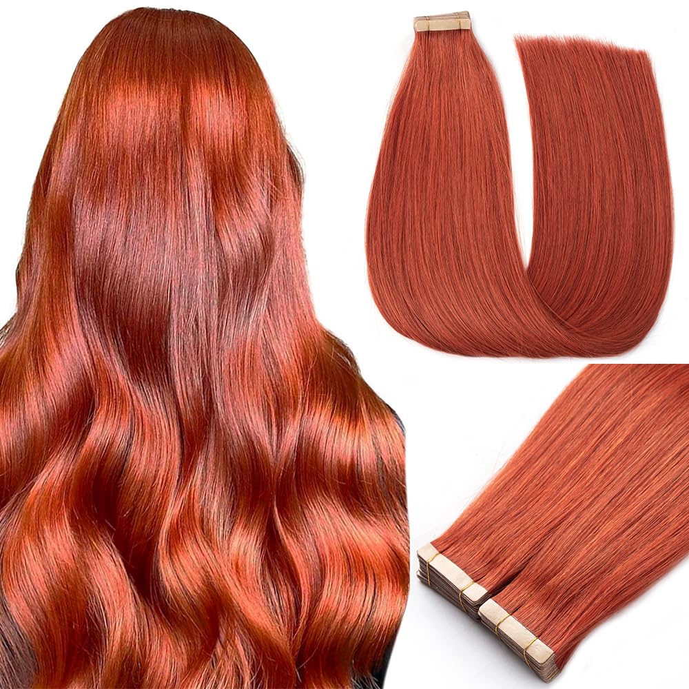 Amazon.com : 350 10pcs 20 Inch Human Hair Extensions Tape in, Real ...