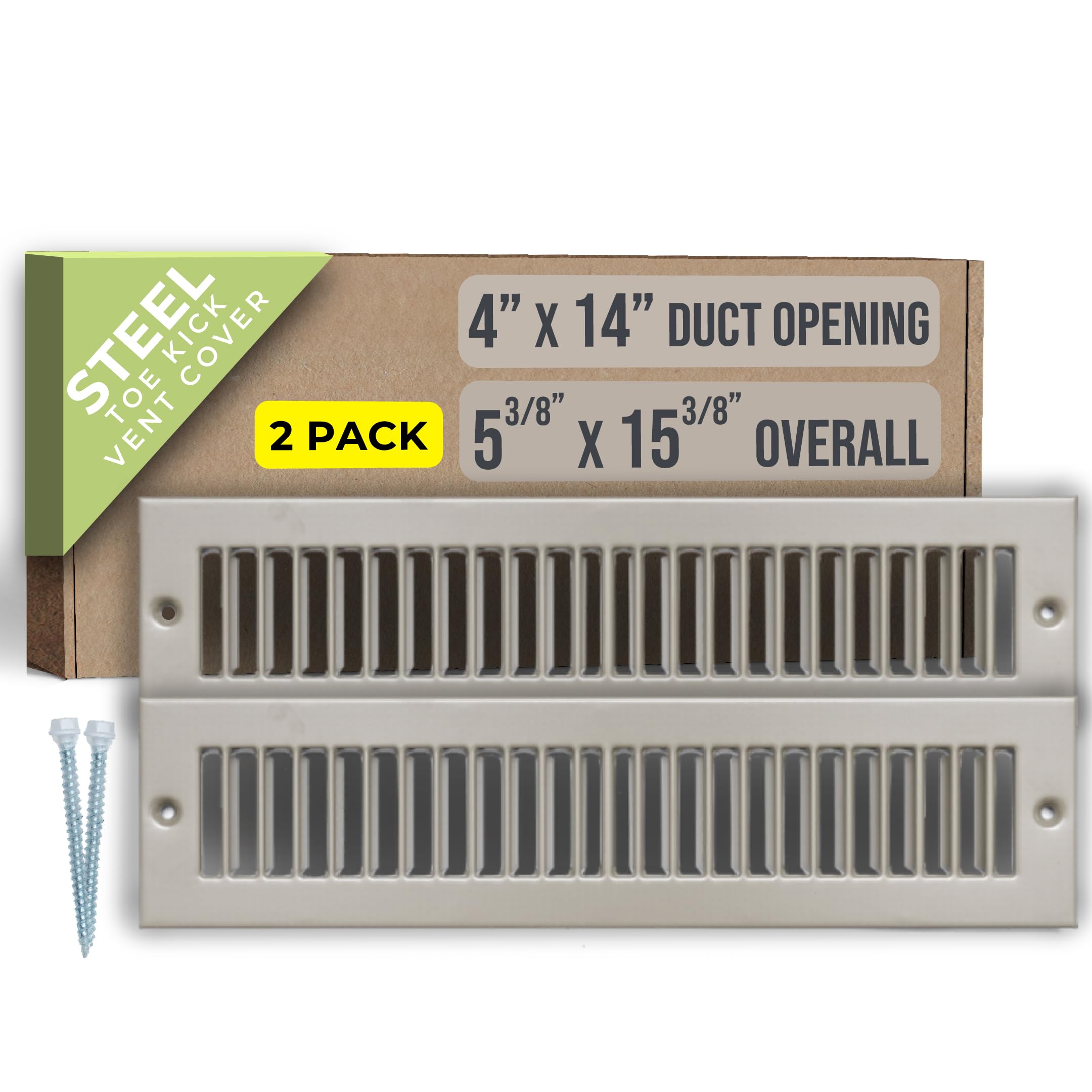 Snapklik.com : 2 Pack Fits 4x14 Duct Opening Toe Kick Vent Cover By ...