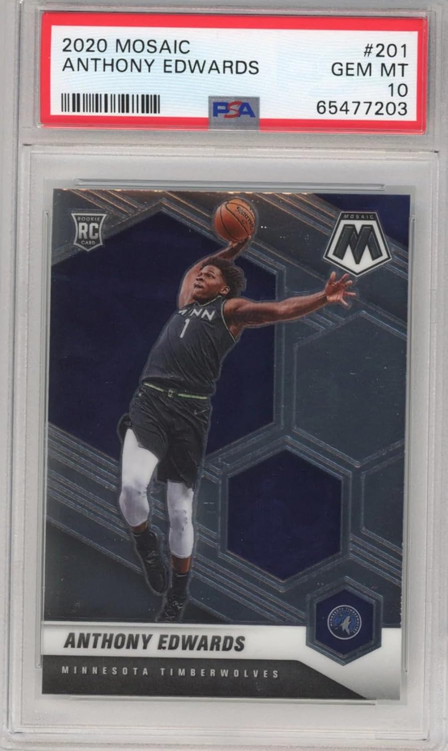 Amazon.com: Graded 2020-21 Panini Mosaic Anthony Edwards #201 Rookie RC Basketball Card PSA 10 ...