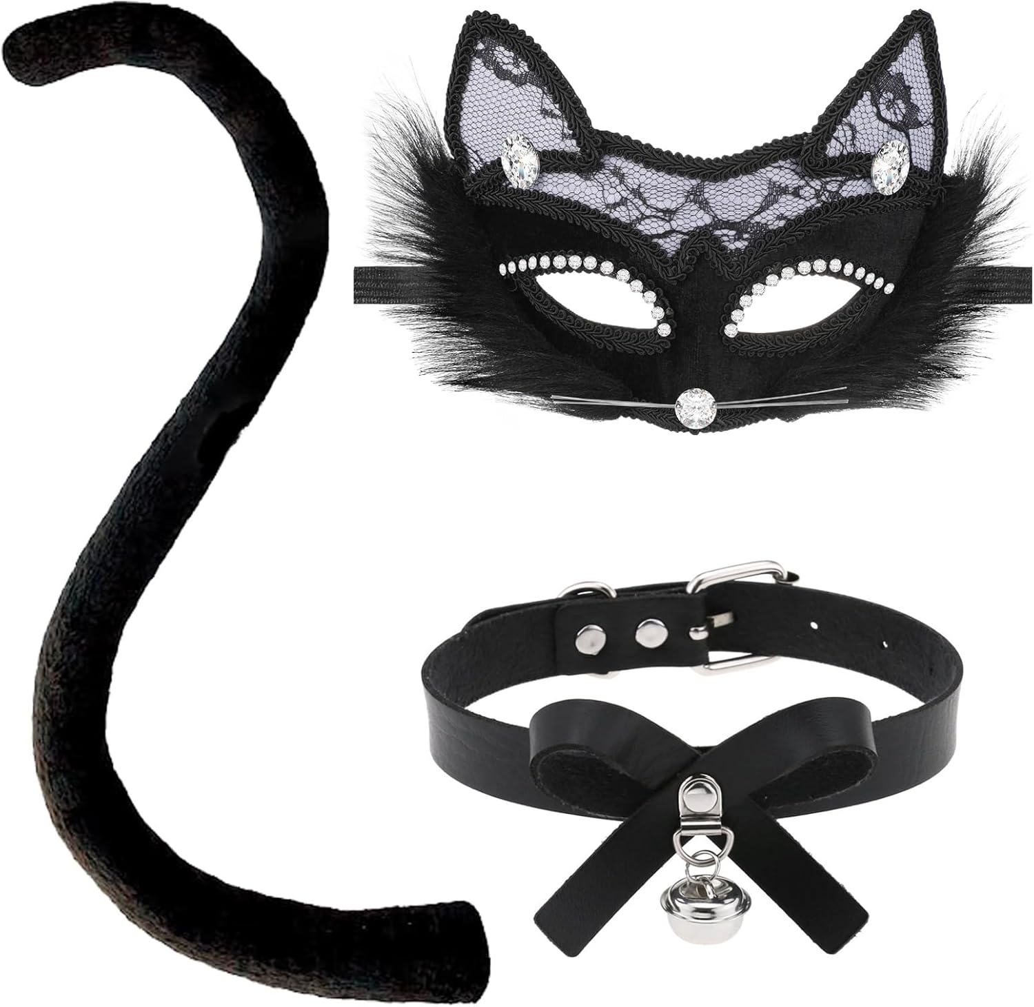 Amazon.com: Ausejopeac Halloween Black Cat Cosplay - Cat Lace ...