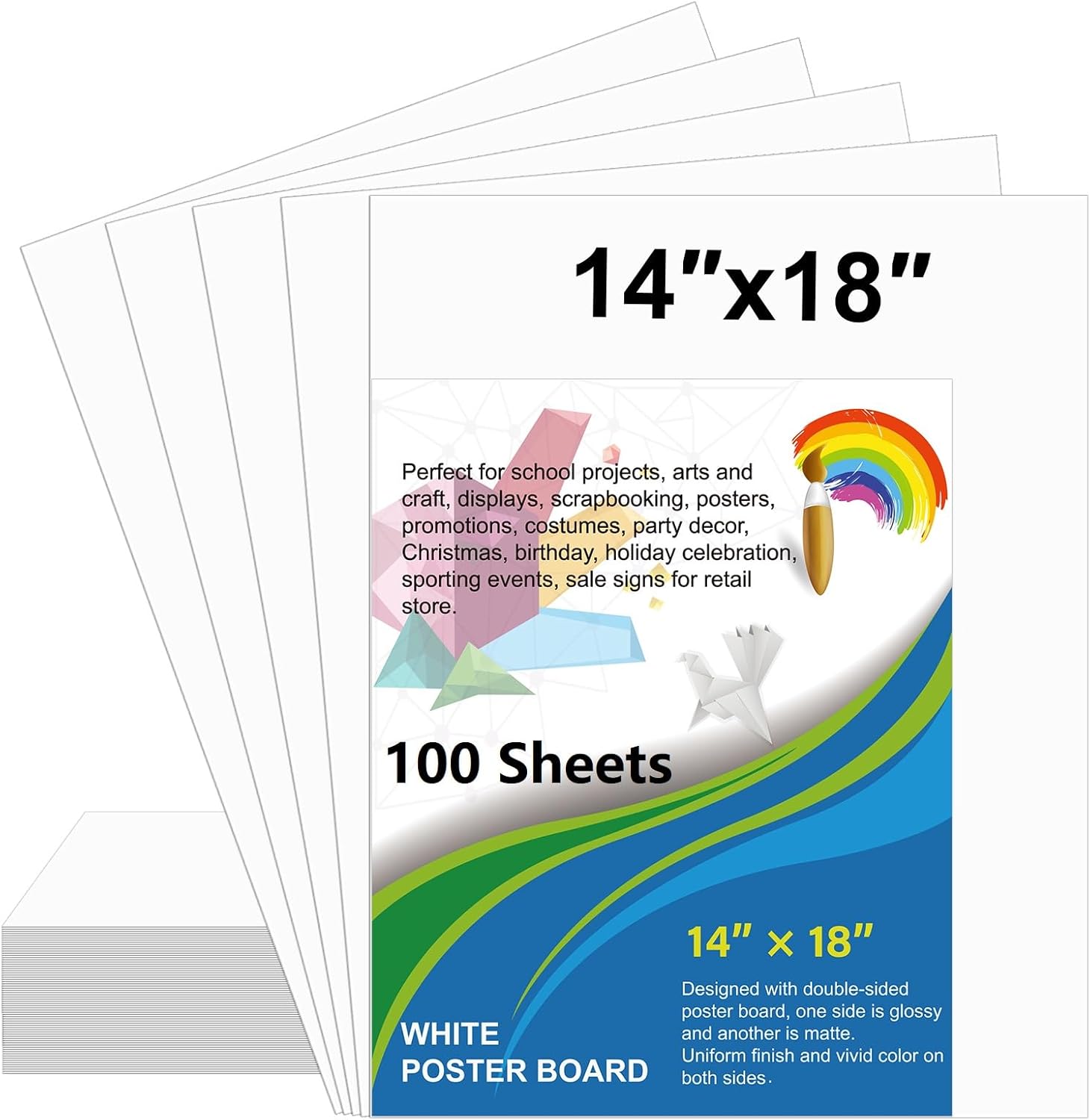 Amazon.com : 100 Pcs White Poster Board Paper 14x18, ROOKEA Blank ...