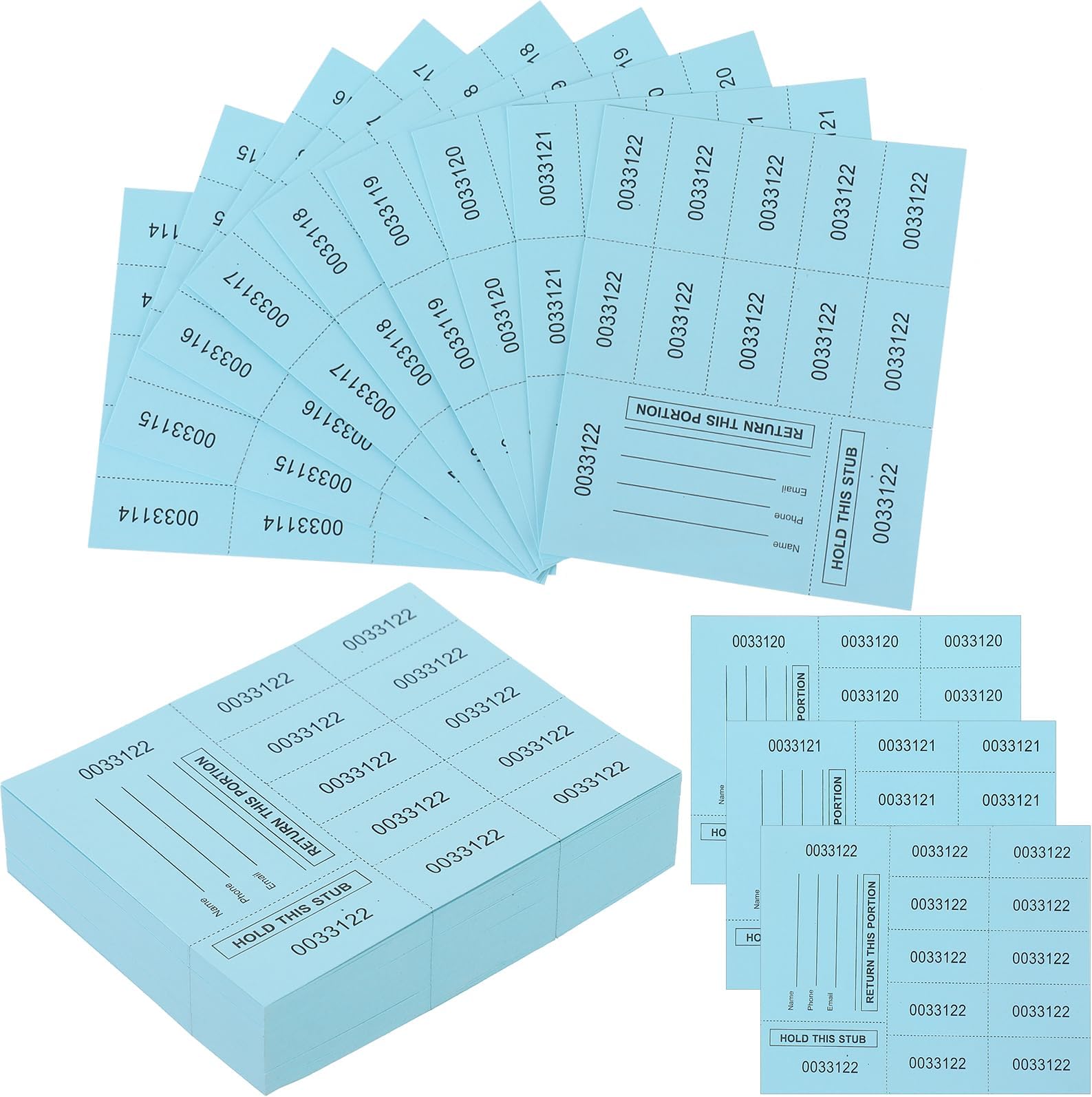 Amazon.com: Kosiz 1000 Sheet 10 Bid Raffle Tickets Chinese Auction ...