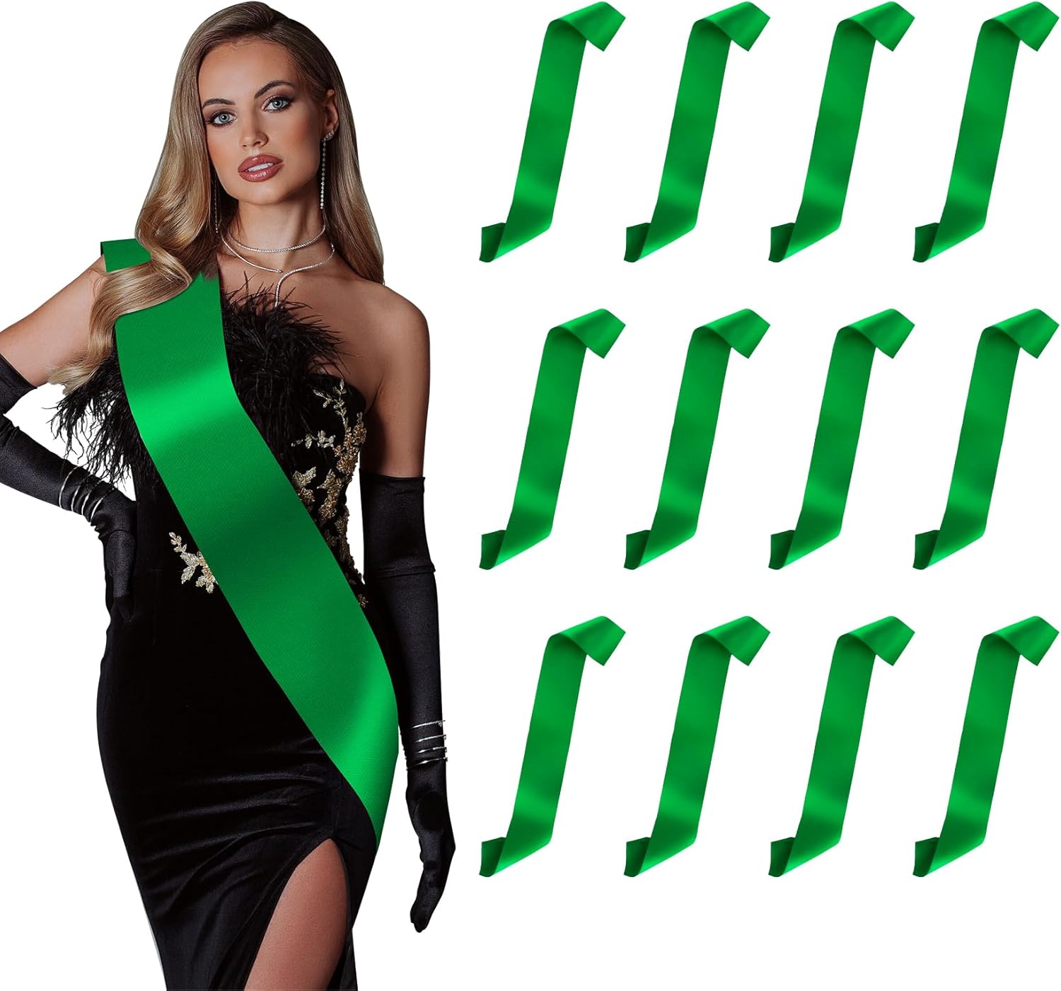 Amazon.com: 12pcs Sash Green Sash Girl Scout Sash With Badges Blank ...