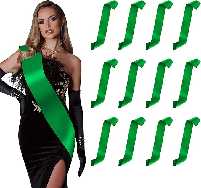 Amazon.com: 12pcs Sash Green Sash Girl Scout Sash With Badges Blank ...