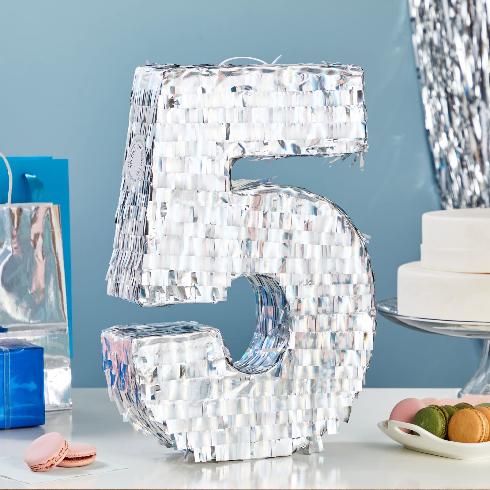 15.7x9x3 Inch Pinata Silver Holographic Number 0 Pinata - Small Foil ...