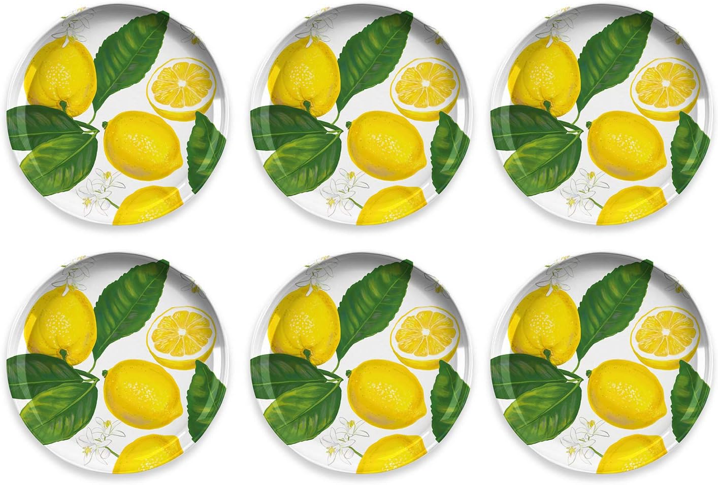 Amazon.com | MEYREMUI 9 Inch Melamine Lemon Plates Set of 4, Dinner ...